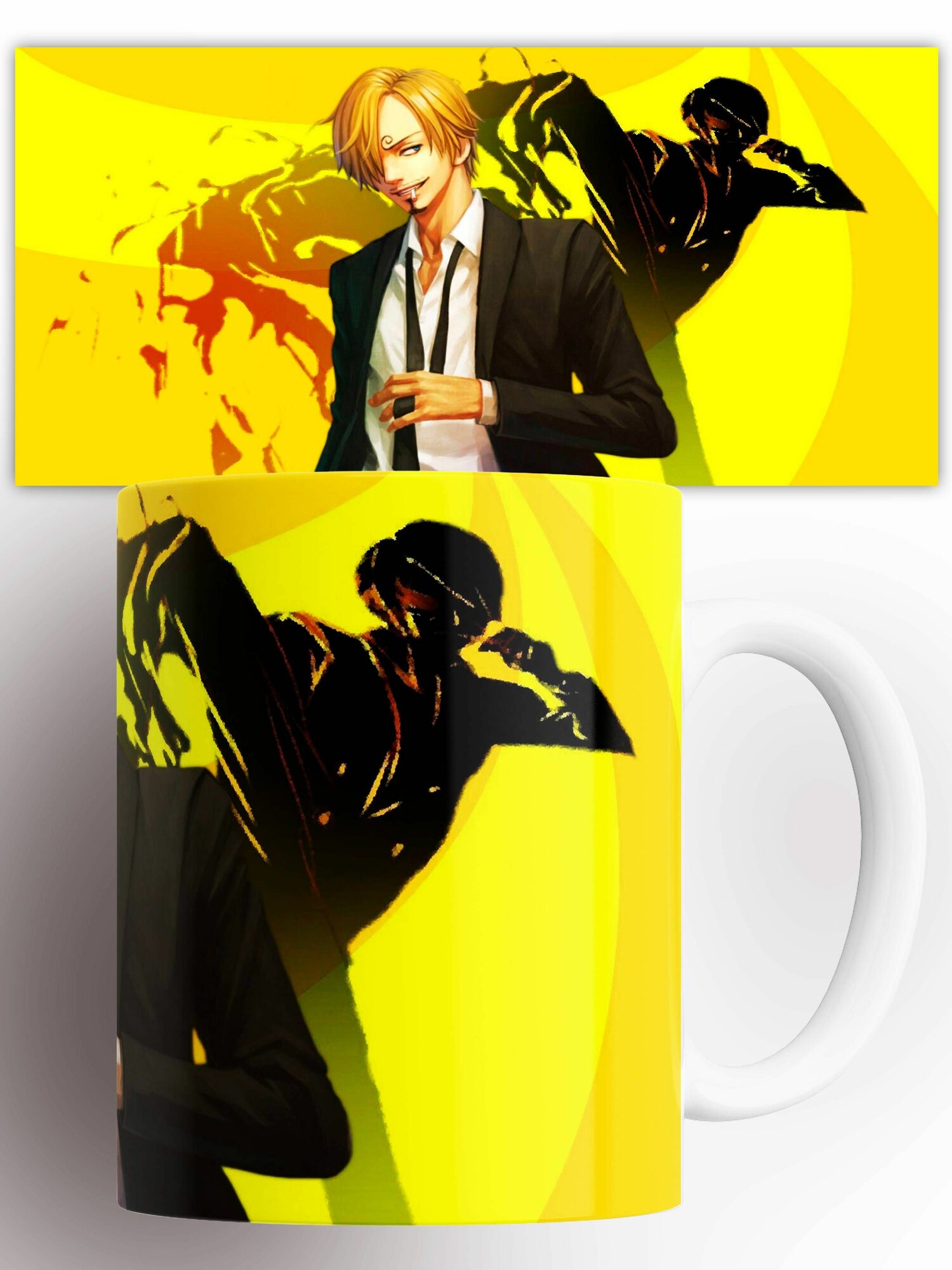 Кружка ВАН ПИС ONE PIECE Санджи на подарок с принтом аниме anime 330 мл