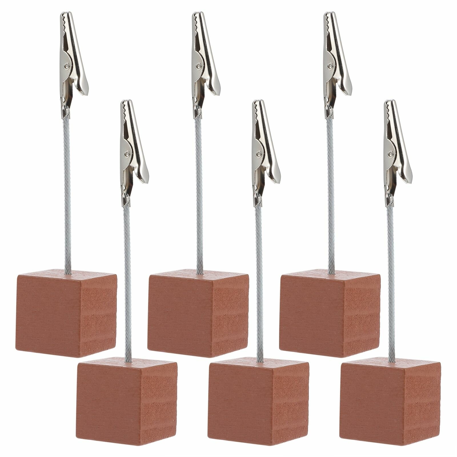 Деревянно-металлические зажимы-крокодилы ретро для хранения офисных бумаг и заметок, набор 6 шт