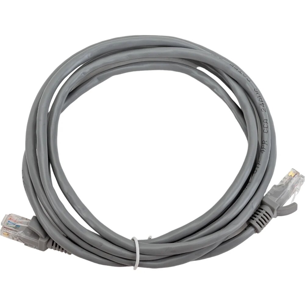 Патч-корд Ripo UTP Cat 5e RJ45 2 м компьютерный, медный провод, ПВХ‑оболочка, серый цвет — фото 1