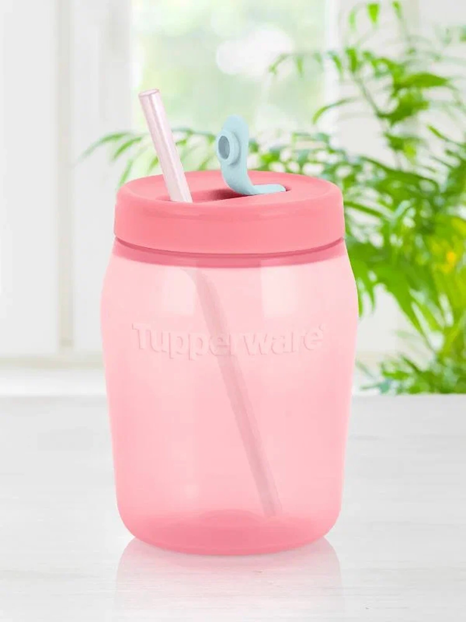Чудо-банка Tupperware, с трубочкой, 550мл, герметичная, розовая