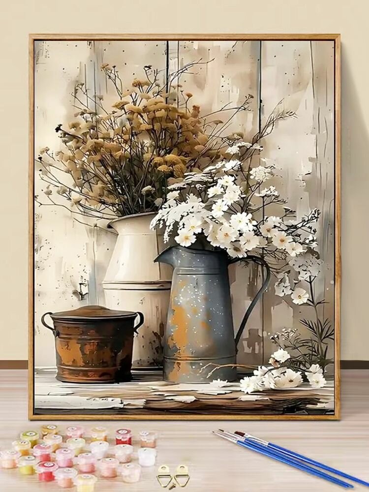Картина по номерам для взрослых начинающих, цветок на цветном холсте 40x50 см, набор для рисования без рамки, расслабляющее творчество и handmade декор для дома