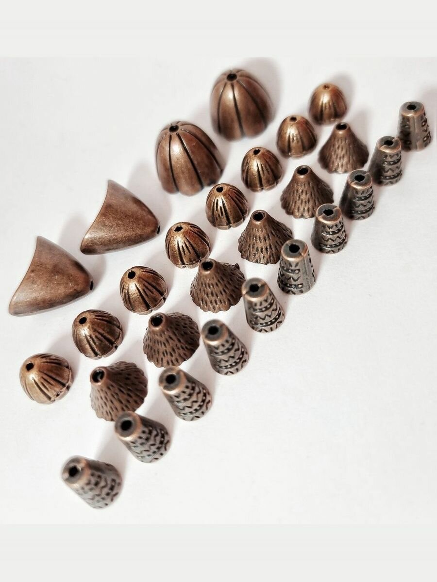 Концевики для украшений. 10-17мм. 28шт. Цвет Медь.