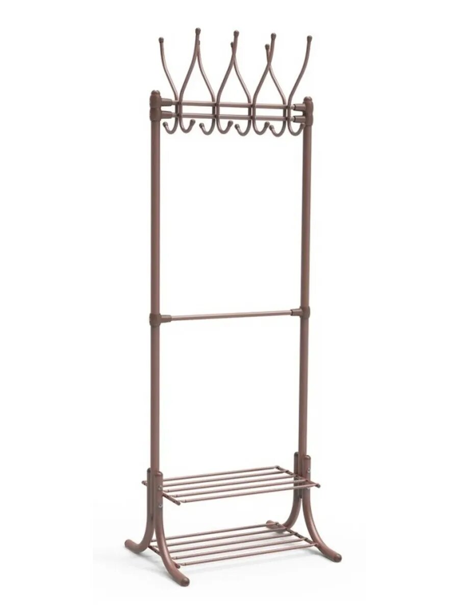 Вешалка напольная гардеробная 8 крючков, с полками