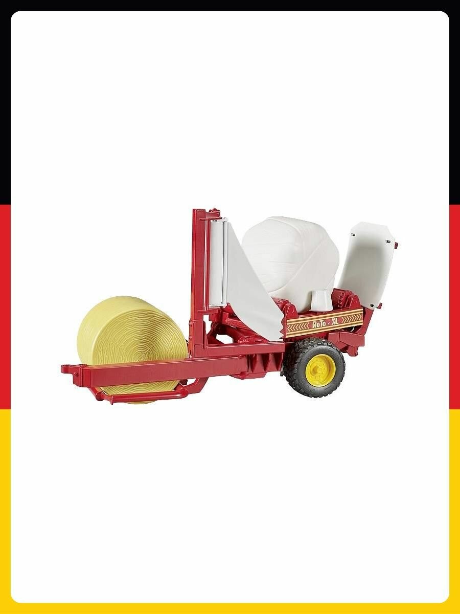 Обмотчик тюков Bruder с тюками цвета охры и коричневого цвета