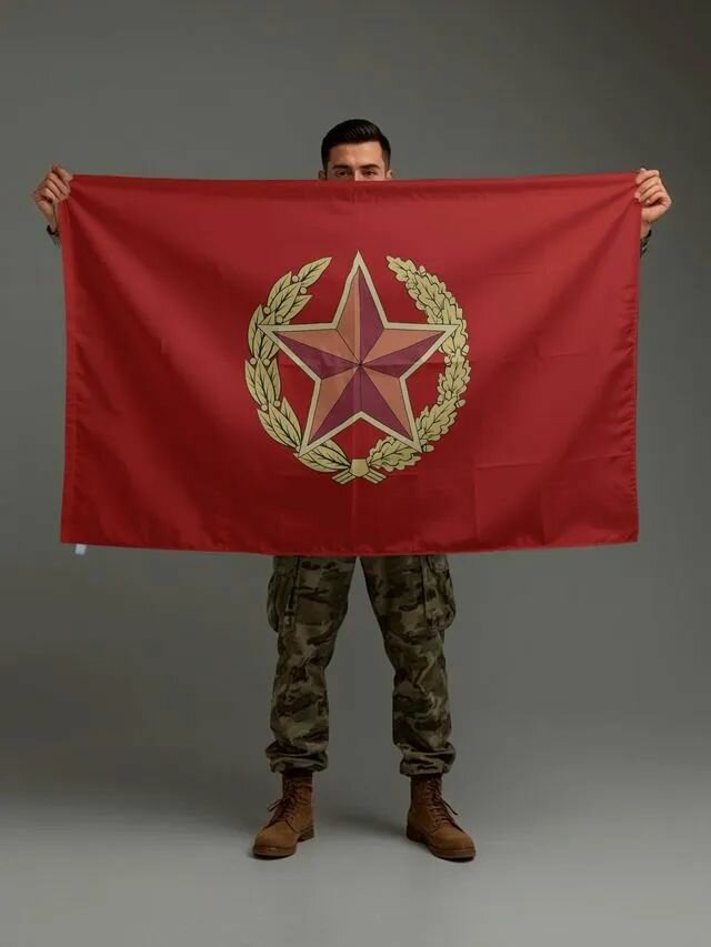 Большой флаг с общевойсковой эмблемой СССР, 140х210 см на шёлке