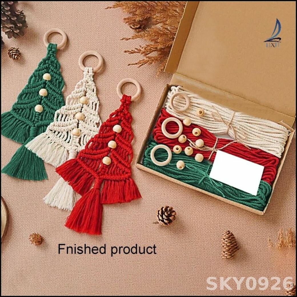 Набор макраме для макраме рождественской елки 3 шт, стартовый набор для рукоделия рождественской елки для взрослых и детей своими руками