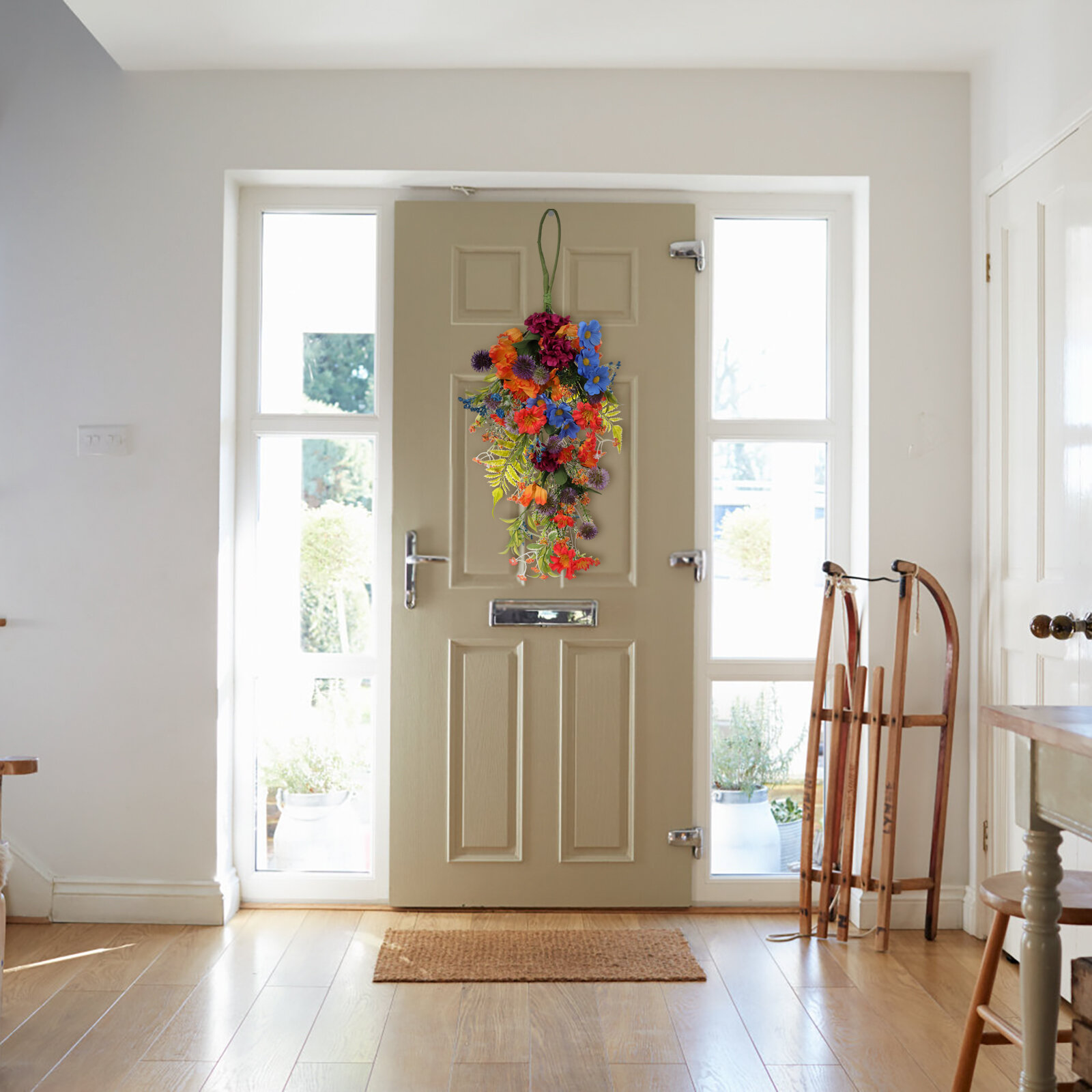 Искусственный венок для двери, подвешиваемый на стену, украшение для входной двери, окон и праздников