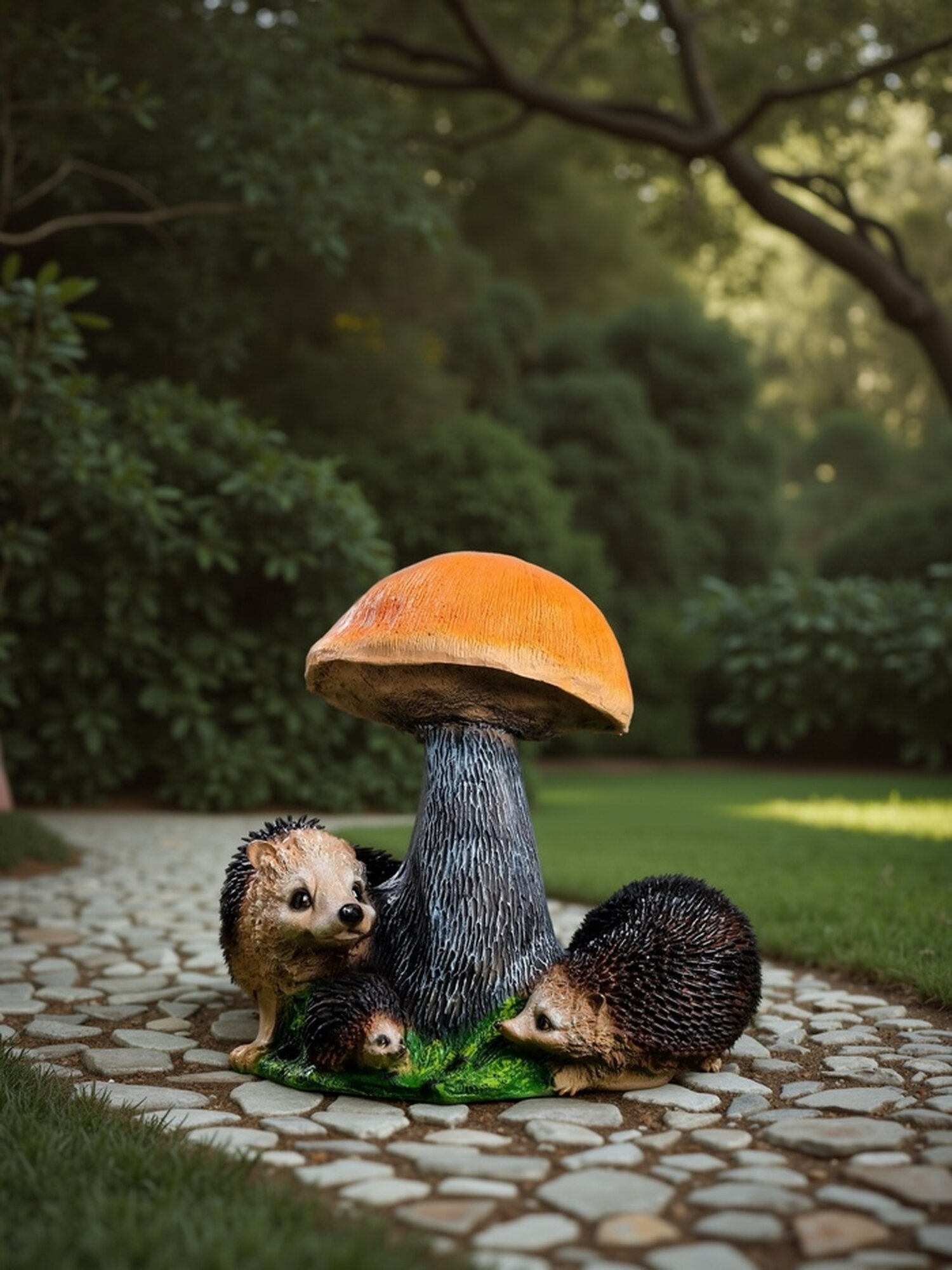 Садовая фигура из полистоуна «Гриб подосиновик с ежами», 37×27×25 см