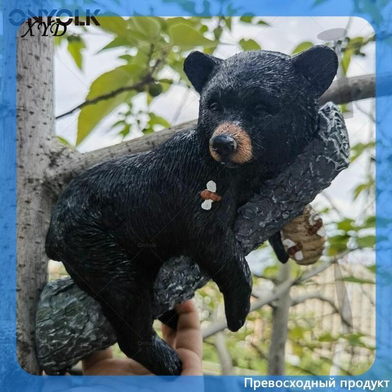 Фигурка садовая "Медведь", черная, подвесная, полиэфирная смола — фото 1