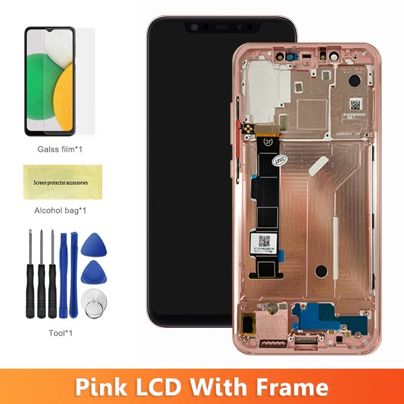 ЖК-дисплей 6,21 'Super AMOLED для Xiaomi Mi 8 M1803E1A, сенсорный экран с дигитайзером и рамкой для замены для Xiaomi 8 Mi8 AMOLED Gold Frame