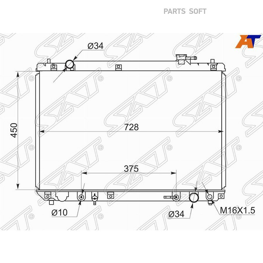 Радиатор Toyota Harrier (XU10) 97-03 / Highlander 00-07 от официального дистрибьютора, SAT, артикул TY0003ACU10