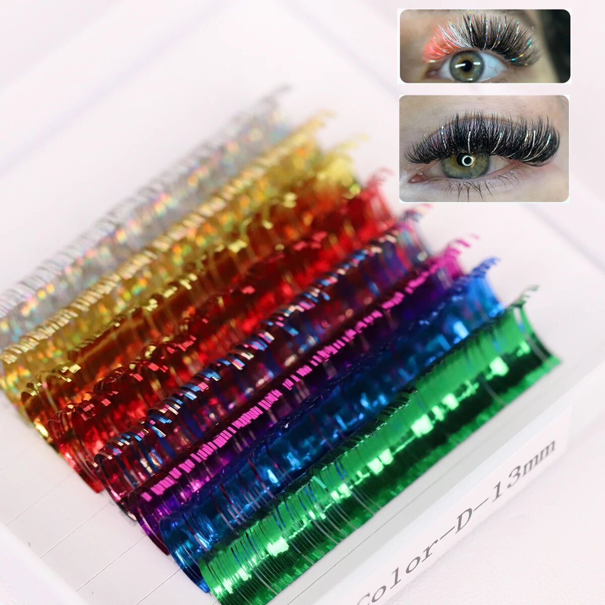 Разноцветные блестящие накладные ресницы, мягкие, легкие, блестящие, красочные, классические, индивидуальные накладные ресницы для рождественского макияжа