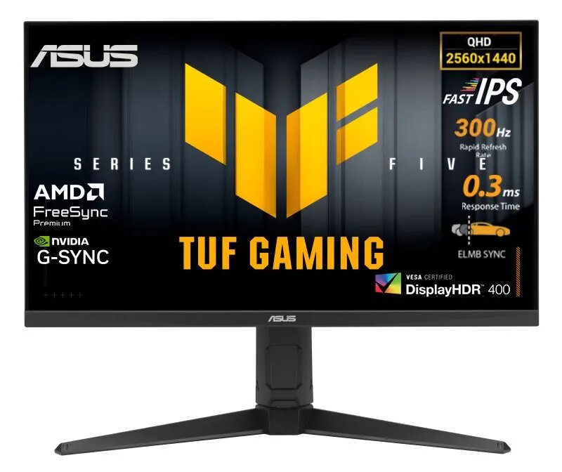 ASUS 27" Монитор TUF GAMING VG*27AQML5A/Встроенный динамик/HDR400/2K/Fast IPS/300Hz/1ms(GTG), 0.3ms(min.)/Type-C, черный, серебристый