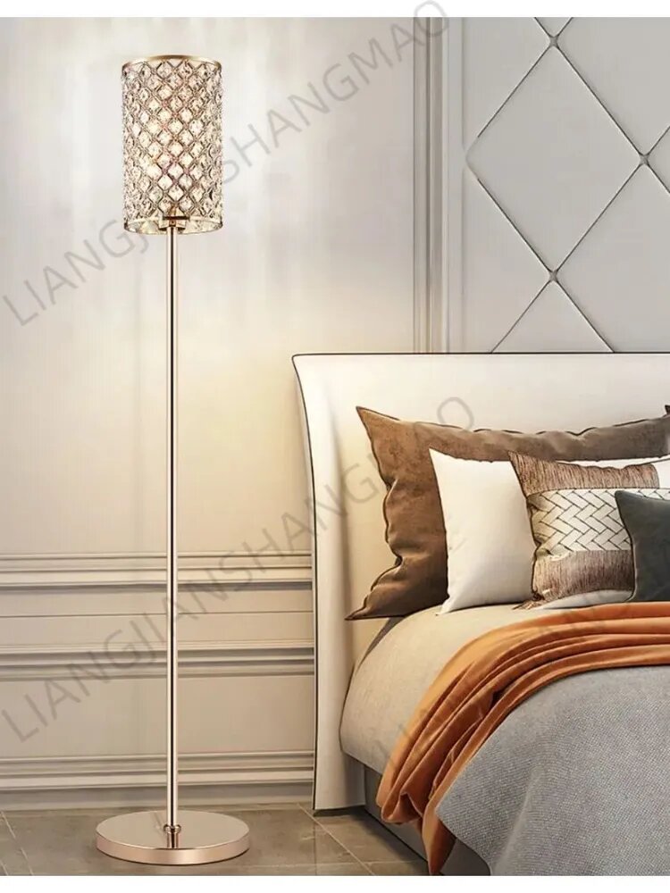 Напольный светильник с хрустальным абажуром, золотистый, для отеля