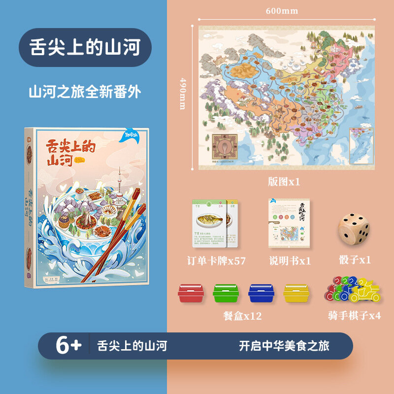 Настольная игра Yaofish Game Continent Mountain and River Journey для родителей и детей, планирование маршрута, обучающие пособия, географические знания, образовательные игрушки