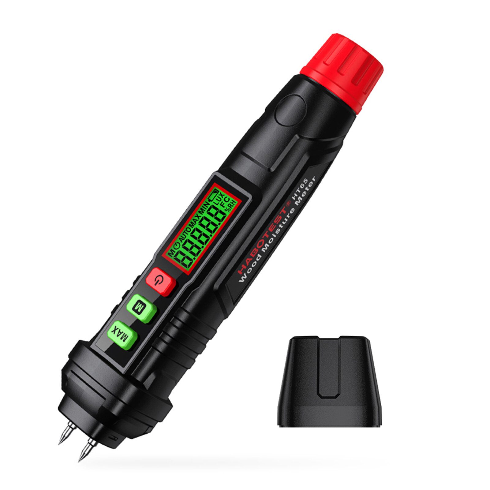Влагомер HABOTEST для древесины с ЖК-дисплеем высокой четкости и подсветкой. Портативный детектор в виде ручки для измерения влажности стен, дров, пиломатериалов, кирпича, цемента и бетона.