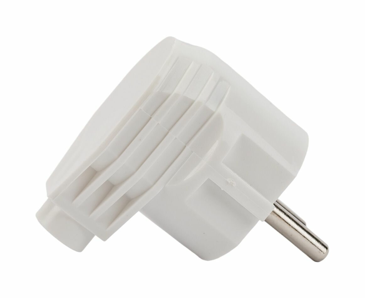 Угловая вилка Smartbuy с заземлением, белая, 16А, 250В SBE-16-P02-w