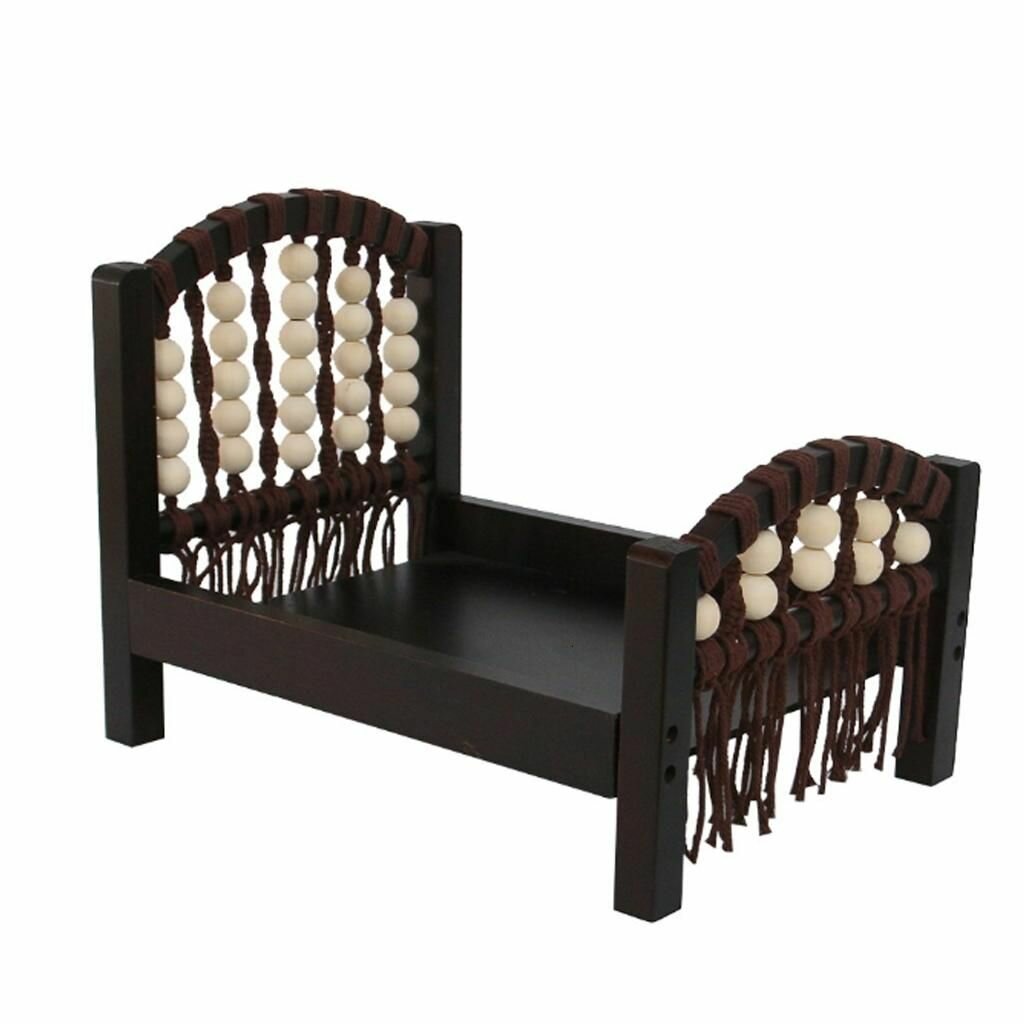 Деревянная кроватка для новорожденных Винтажная кровать для фотосъемки, Черный