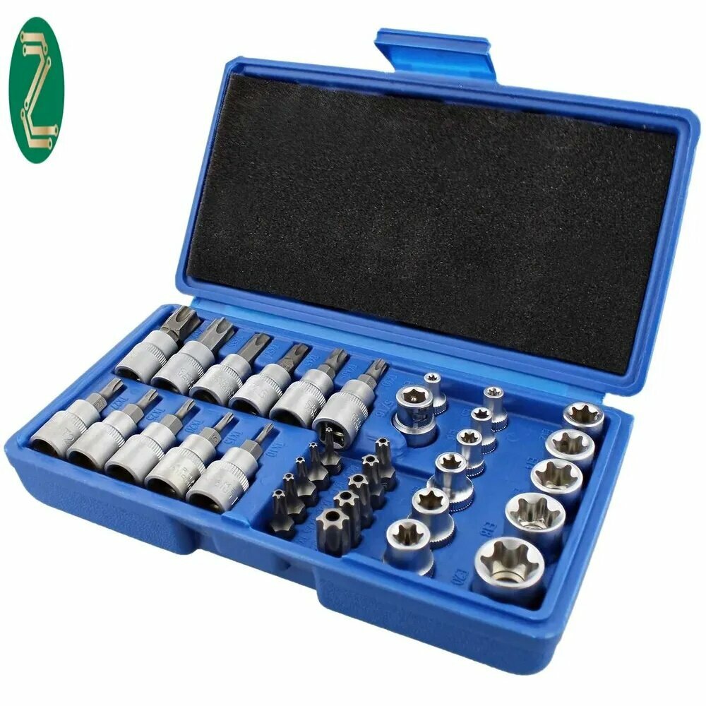 (S T N Z) Набор торцевых головок Torx из 34 шт. тройных квадратных бит Star мужских и женских