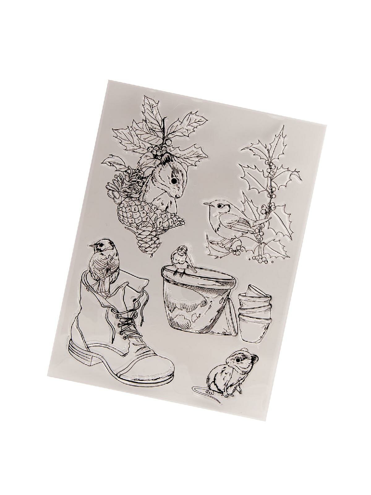 Силиконовый штамп в виде птиц и животных, декоративный силиконовый штамп на заднем плане