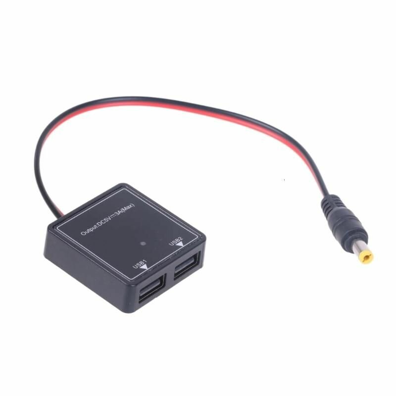 Автомобильный адаптер быстрой зарядки 6V-30V к 5V3A DC5521, два USB зарядных устройства для 12V солнечных панелей, автомобилей, мотоциклов, - 5.5x2.1 мм мужской
