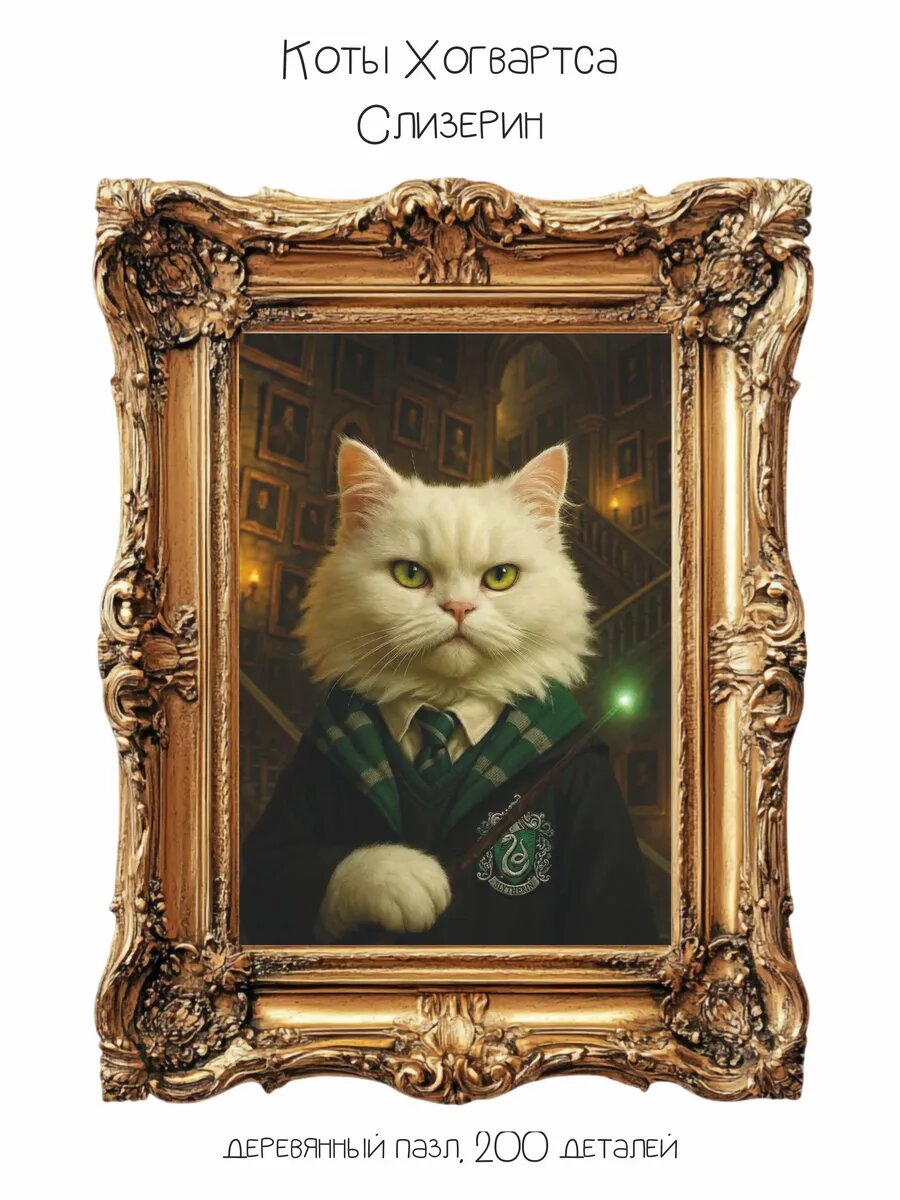 Коты Хогвартса Слизерин, деревянный пазл