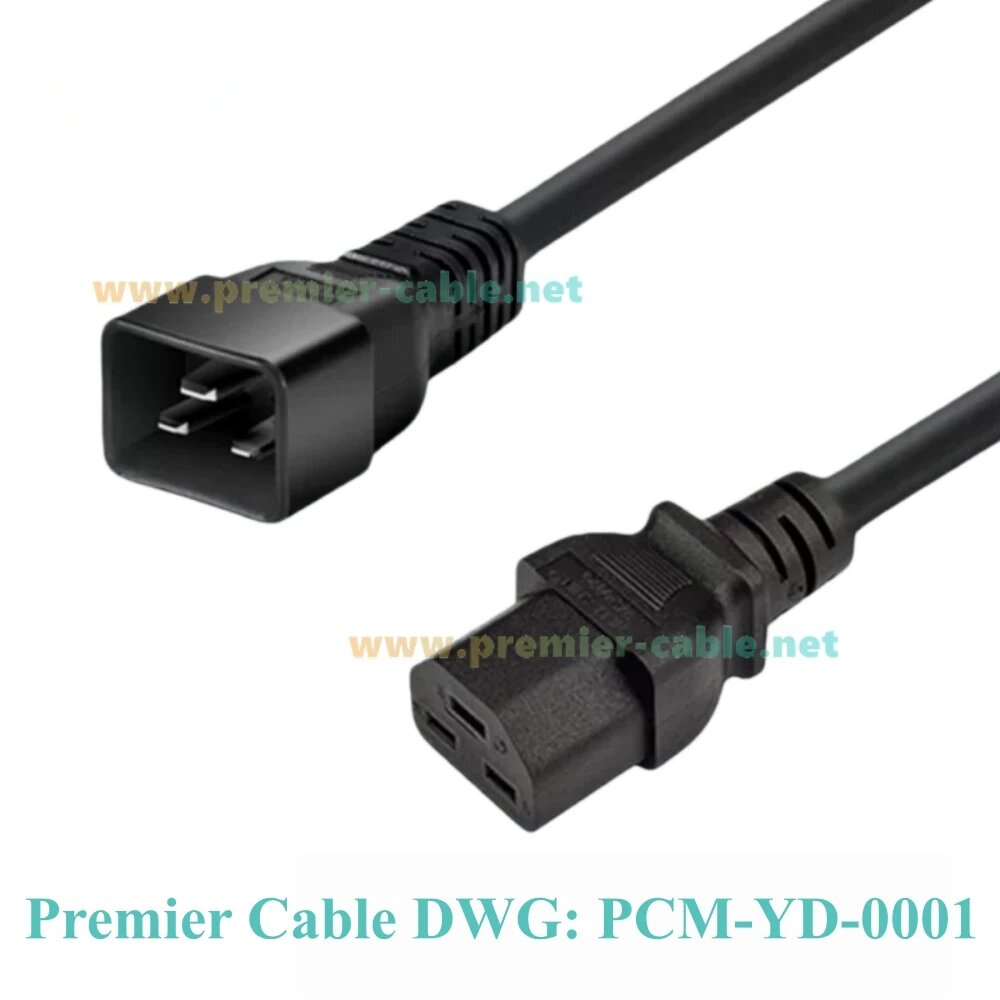 Кабель питания IEC-60320 C20 - C21, SJT 12AWG, 250В, 20А