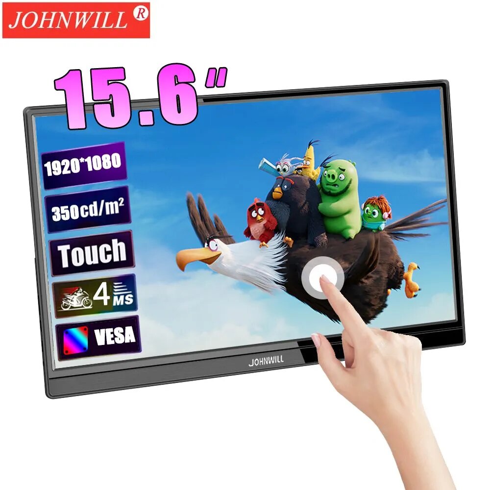 JOHNWILL 15.6" Монитор, черный