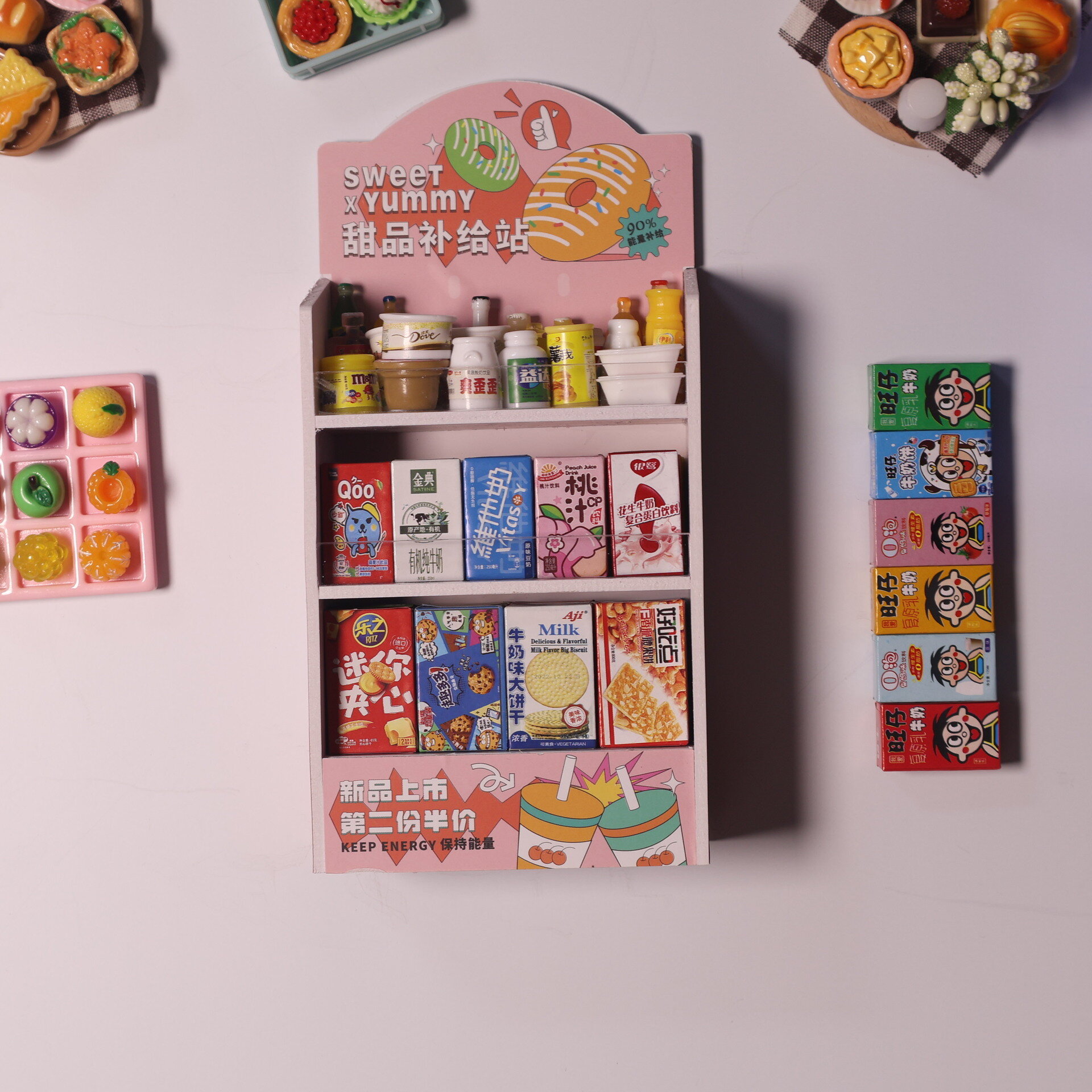 Миниатюрная симуляция супермаркета, морозильник, миниатюрная сцена, магнитная наклейка на холодильник, модель десерта, игрушечная еда для ролевых игр, декоративная игрушка