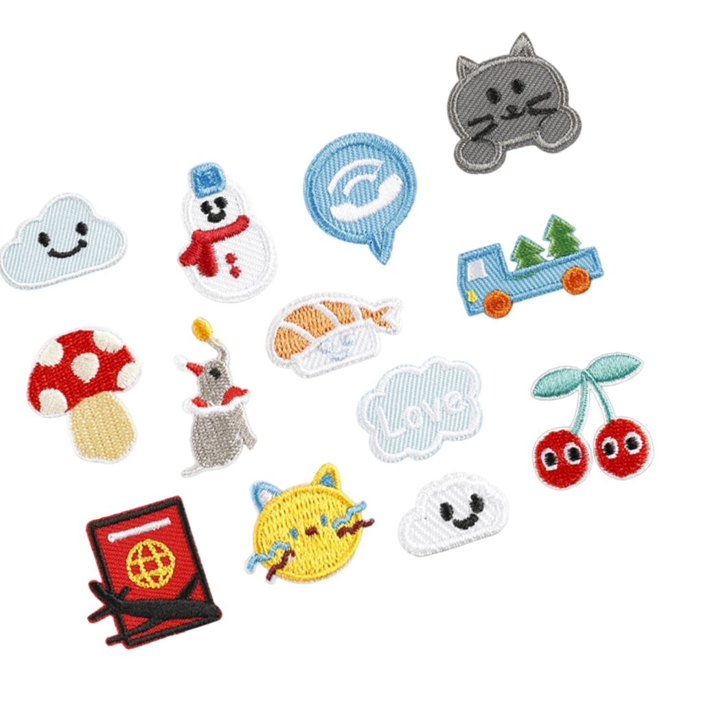 13 Шт Нашивки с Вышивкой Снеговика Кошки Железные Нашивки Нашивки для Одежды Гриб Швейные Нашивки для Сумки для Одежды