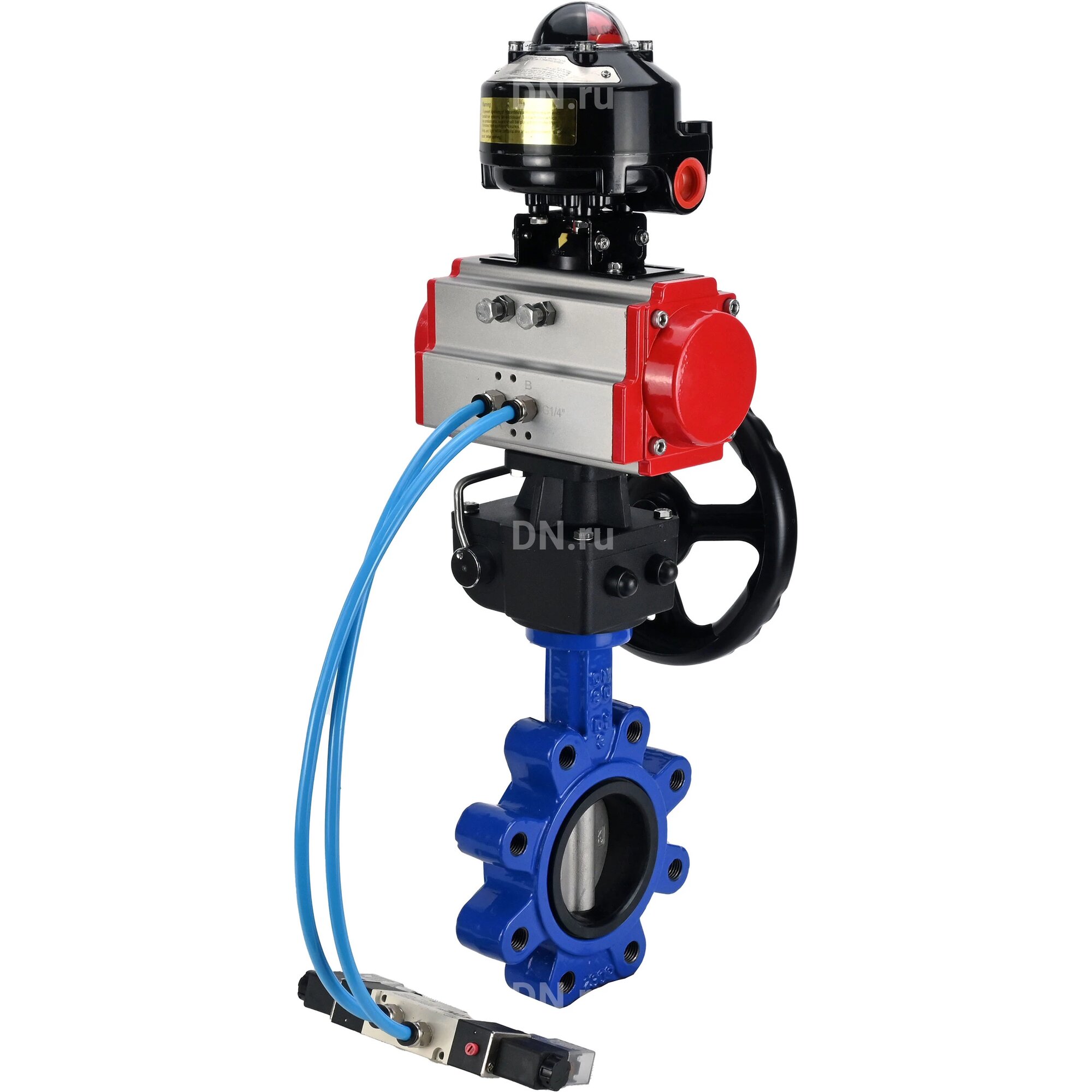 Затвор дисковый поворотный DN. ru QT450-304-EPDM-2W-Fb-H Ду150 Ру16 чугун QT450, диск нерж. сталь 304, уплотн. EPDM, межфланц, с пн. прив. DA-105, пн. распред. PND1-S2EM-52-2-T10-220VAC, БКВ LSB-510-02ExM12-250 и редукт. HDM-3