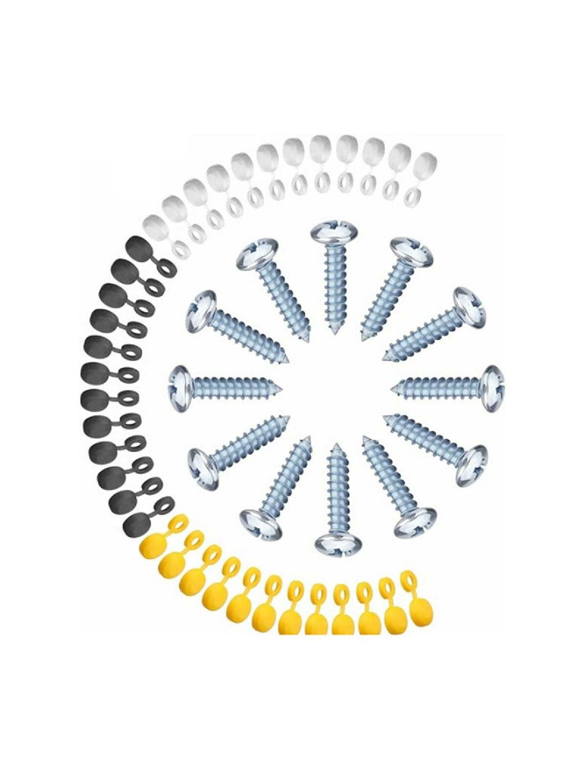 48шт. Набор винтов и заглушек для автомобильных номерных знаков Винты для крепления номерного знака