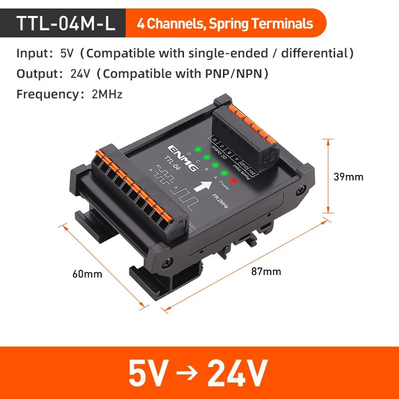 Преобразователь сигналов ENMG TTL-04M-L, 4 канала, 5V-24V