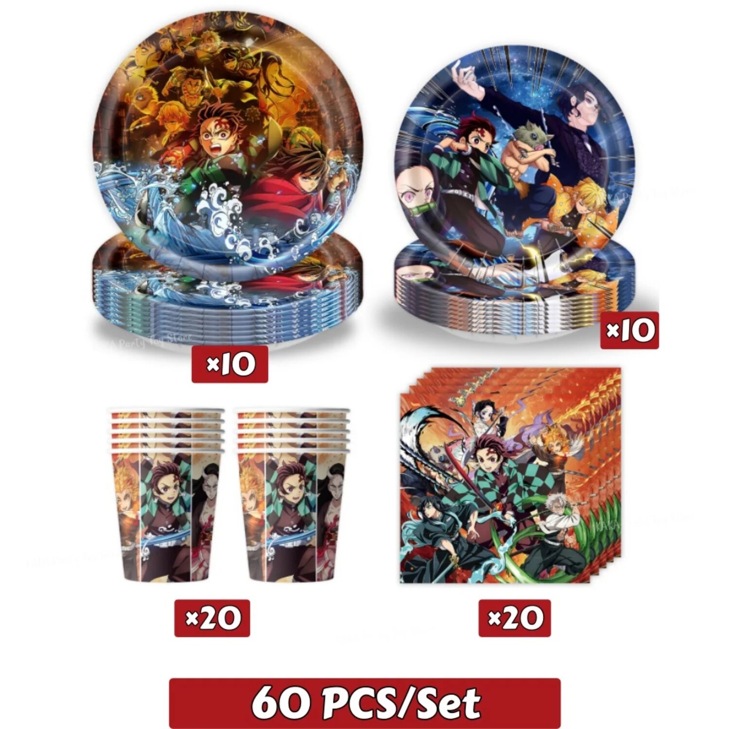 Убийца демонов, украшение для дня рождения, аниме, воздушный шар, бумажный стаканчик, тарелка, салфетка, скатерть для детского душа, детские товары для вечеринок и мероприятий