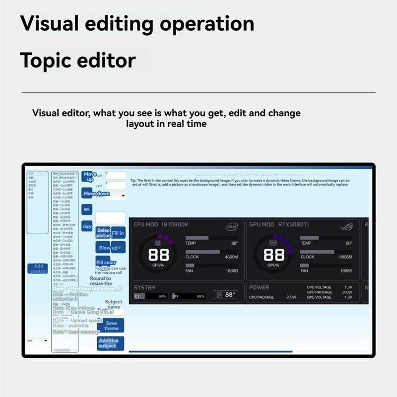 X5Turing 8.8-Дюймовый Белый Смарт-Дисплей IPS С Поддержкой Type-C Для Безупречного Мониторинга ЦП, ГПУ, ОЗУ Через Второй Монитор