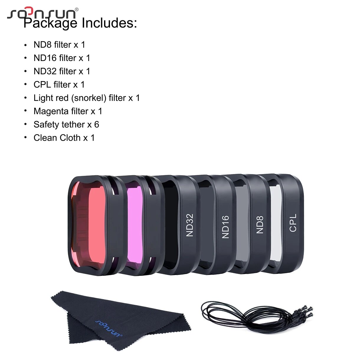 Поляризационный фильтр SOONSUN CPL ND8 ND16 ND32 для GoPro Hero 7 6 5 Black Go Pro красный