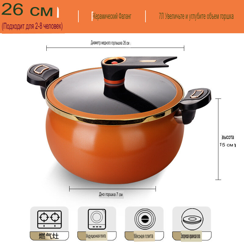 Керамическая эмалированная посуда для тушения под давлением с защитой от пригорания