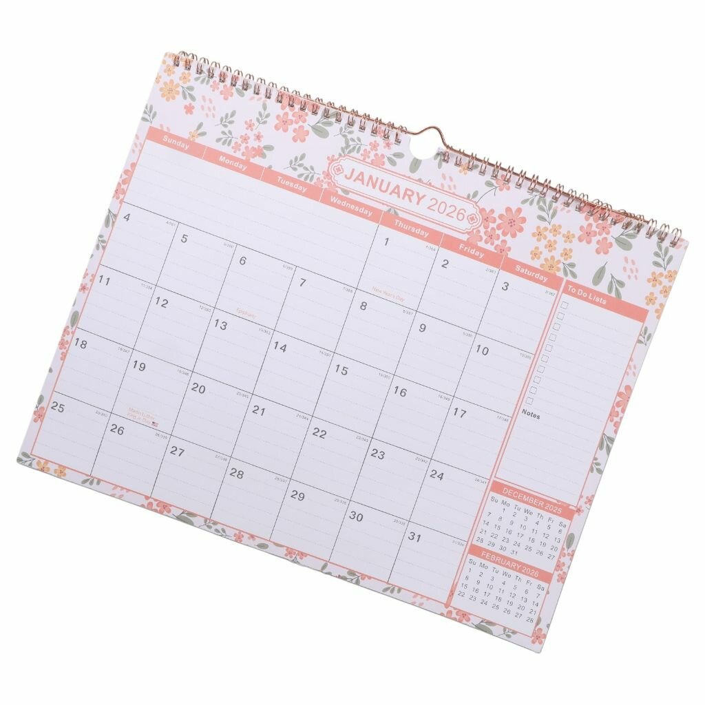 Английский настенный календарь на 1 2026 год-свежие цветы