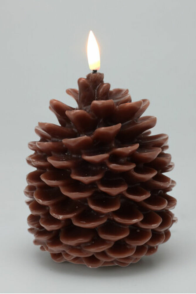 Светодиодная восковая декоративная свеча уютная шишка, белая, 'натуральный фитилёк', 13 см, таймер, батарейки, Koopman International AX5437160