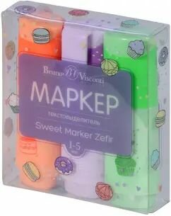 Набор текстовыделителей "Sweet Marker Zefir" 3 штуки, пастельный 22-0112 "Bruno Visconti"