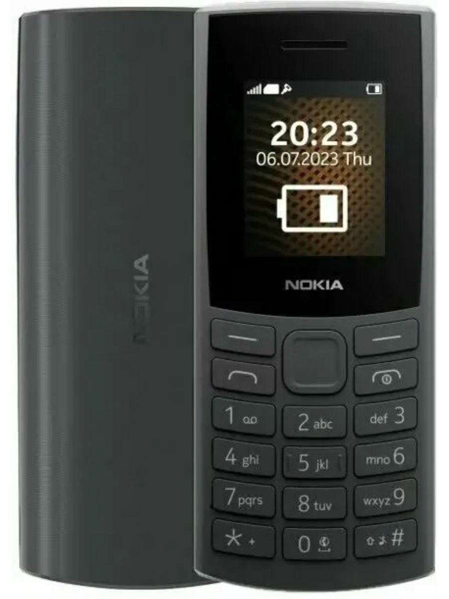 Мобильный телефон Nokia 105, 2G, черный, пластик, моноблок, поддержка FM-радио