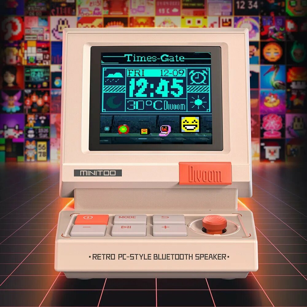 Мини блютуз музыкальная колонка Divoom MiniToo Retro с LED экран, беспроводная колонка портативная, 5W, Bluetooth 5.3/ USB-C / TF