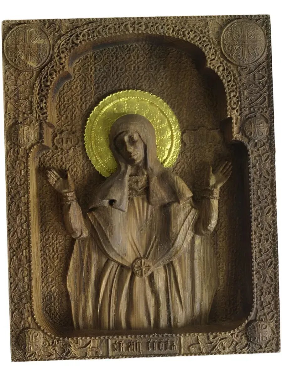 Освященная Икона Мученица София резная из массива дуба