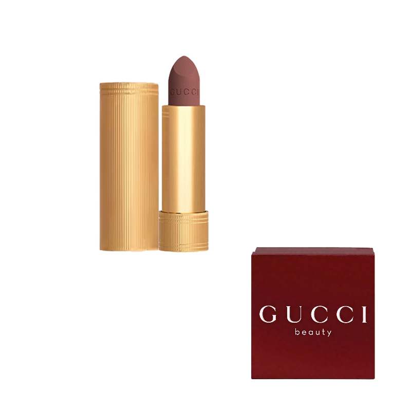Маленькая помада женская GUCCI Pleuche, бархатистая матовая, стойкая, в золотом тубусе
