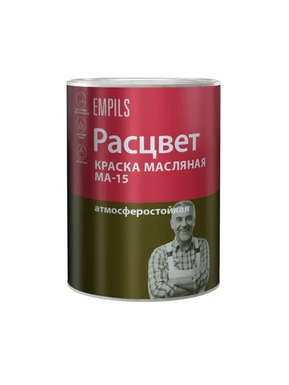 Краска масляная Расцвет МА-15 универсальная глянцевая белая 0.9 кг для наружных и внутренних работ по металлу и дереву