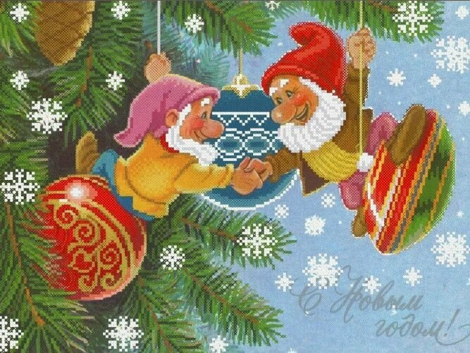 Схема для вышивки бисером " Гномы "