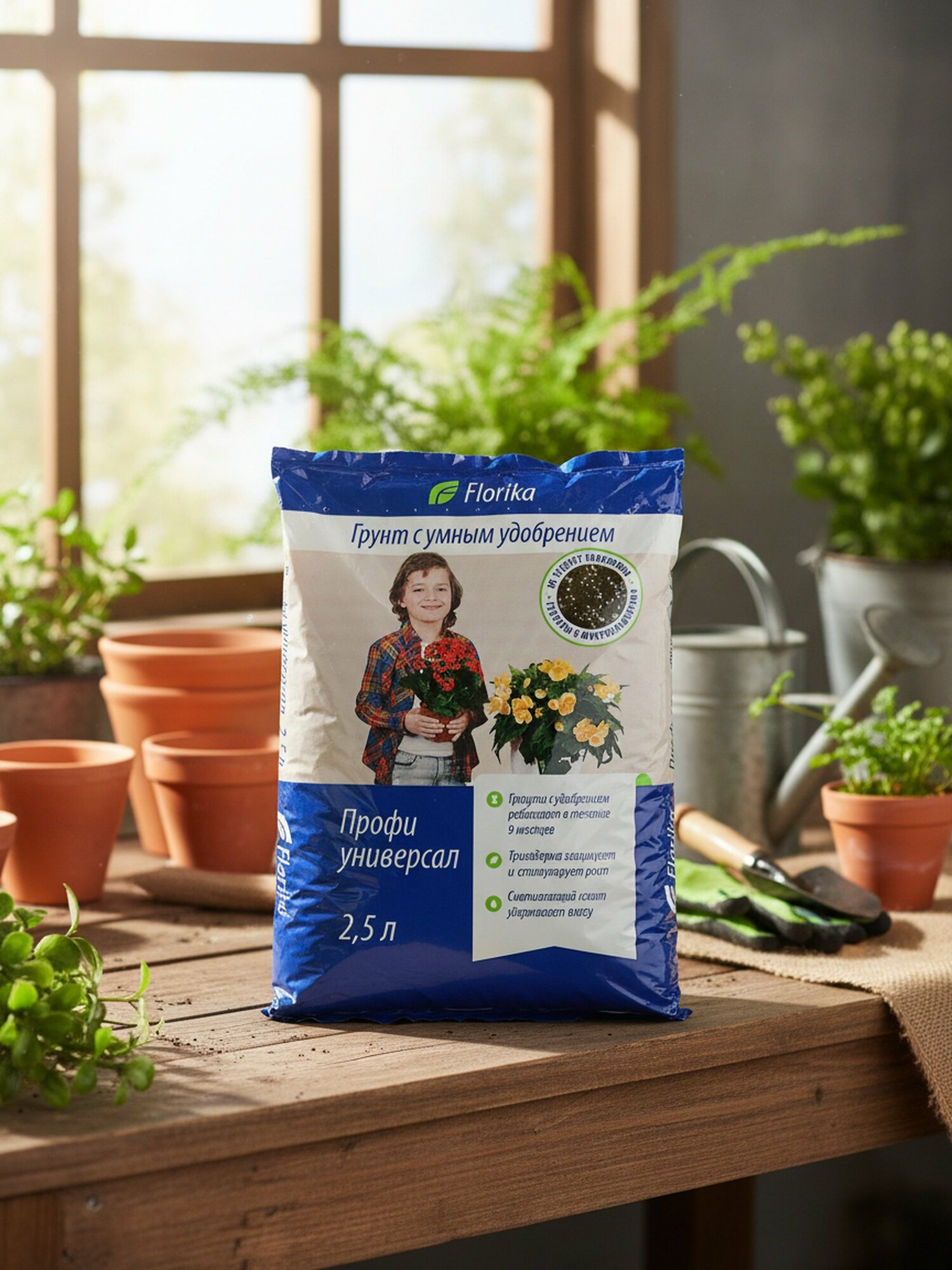 Грунт Florika Профи Универсал 3 л для комнатных и декоративно-цветущих растений. Качественная почвосмесь для посадки.