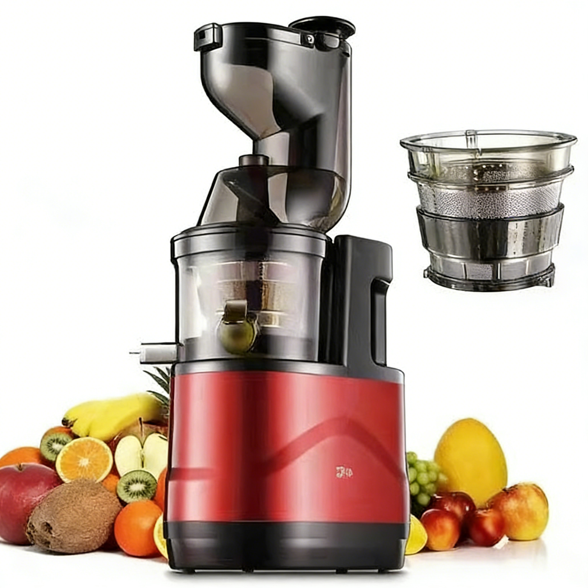 Соковыжималка шнековая Wollmer "Extra Fresh" J310, вертикальная, пластик, мощность 200 Вт красный