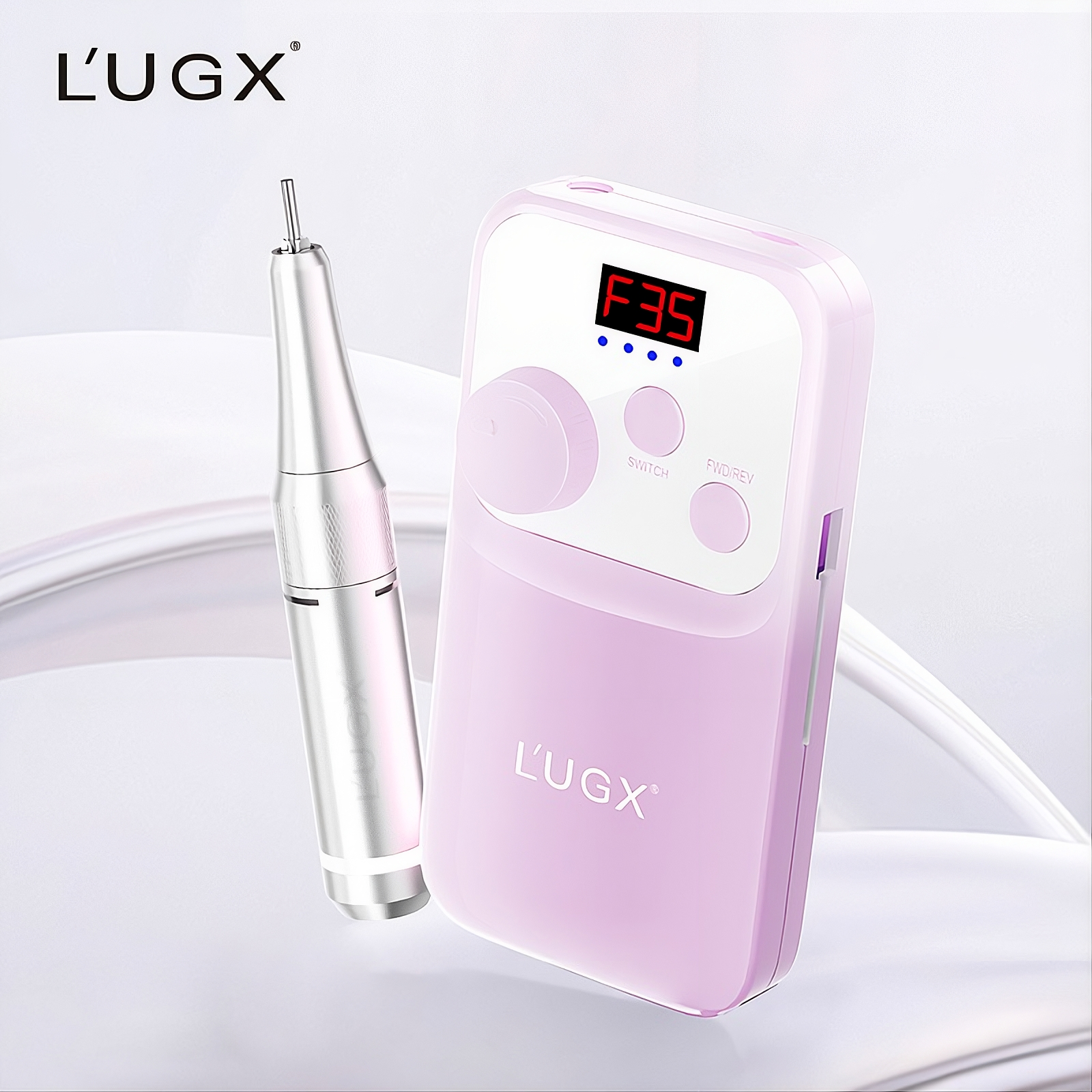 Аппарат для маникюра и педикюра LUGX Nail Drill 602S, Фрезер для ногтей бесщеточный 35000 об/мин (фиолетовый)