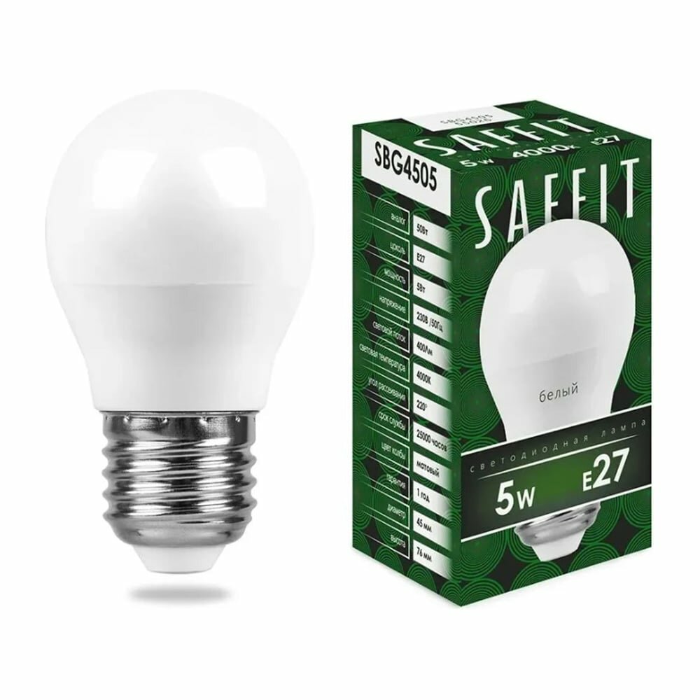 Светодиодная лампа SAFFIT E27 5W 4000K